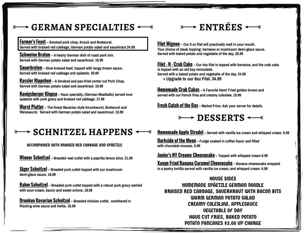 Our Full Menu – Newportville Inn